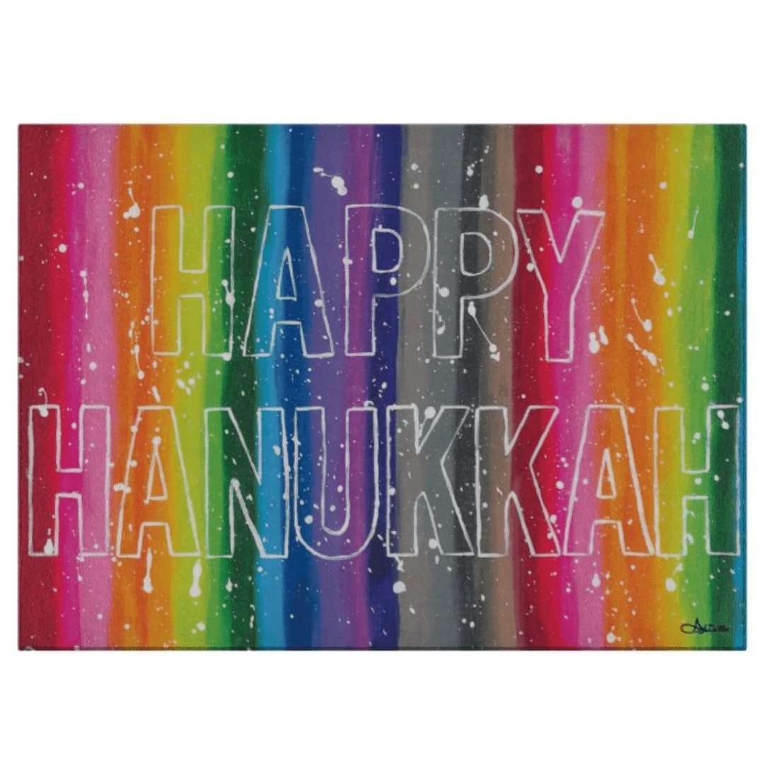 Happy Hanukkah Rainbow Glass Menorah Drip Board