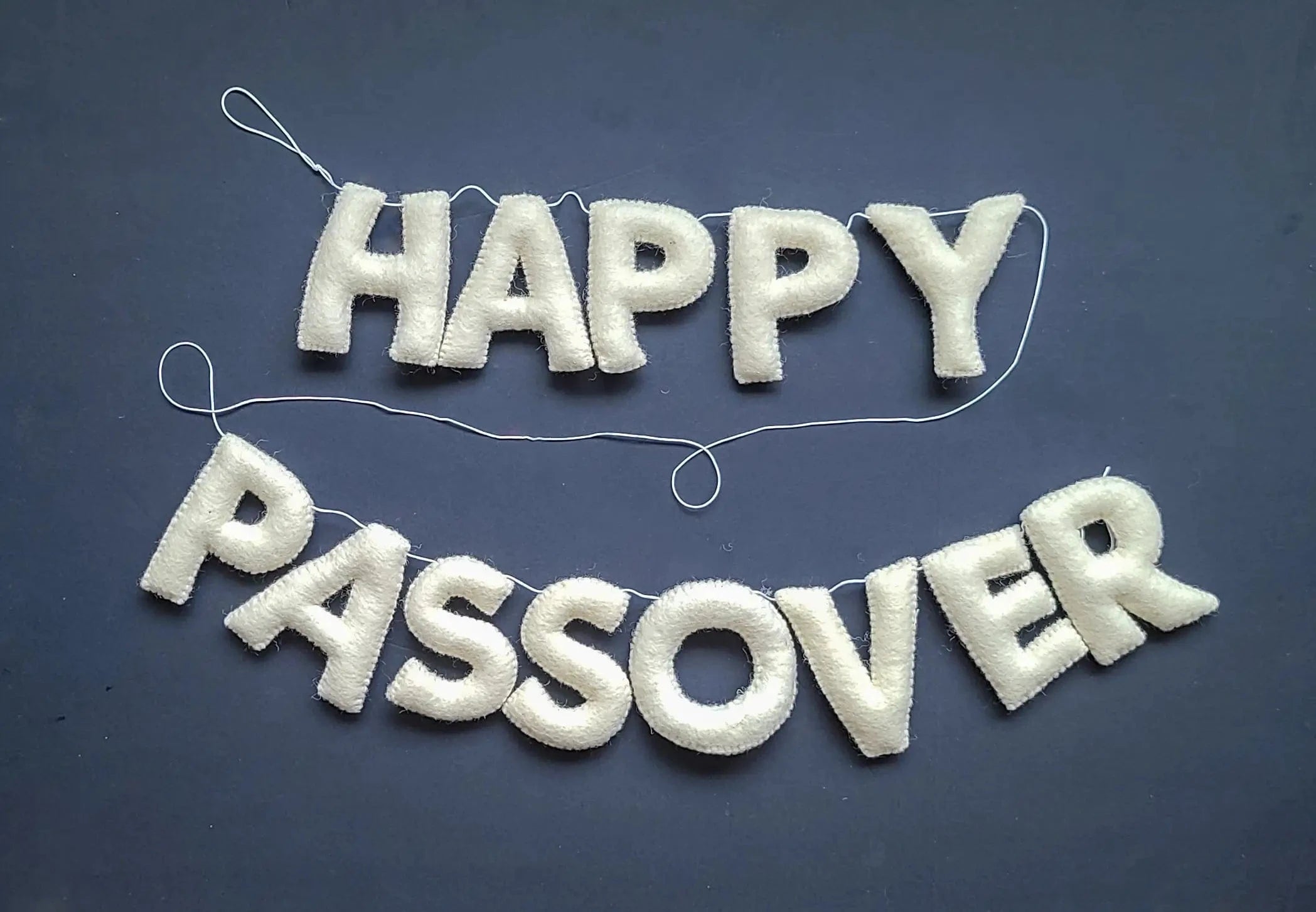 Handcrafted Happy Passover Felt Garland - White