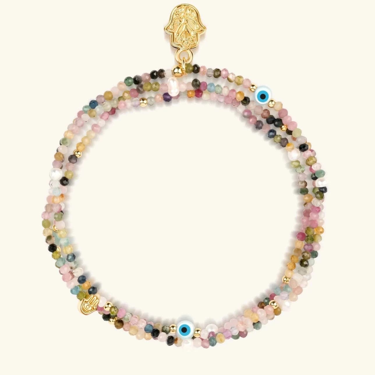 Balanced Spirit Pink Tourmaline Evil Eye Bracelet