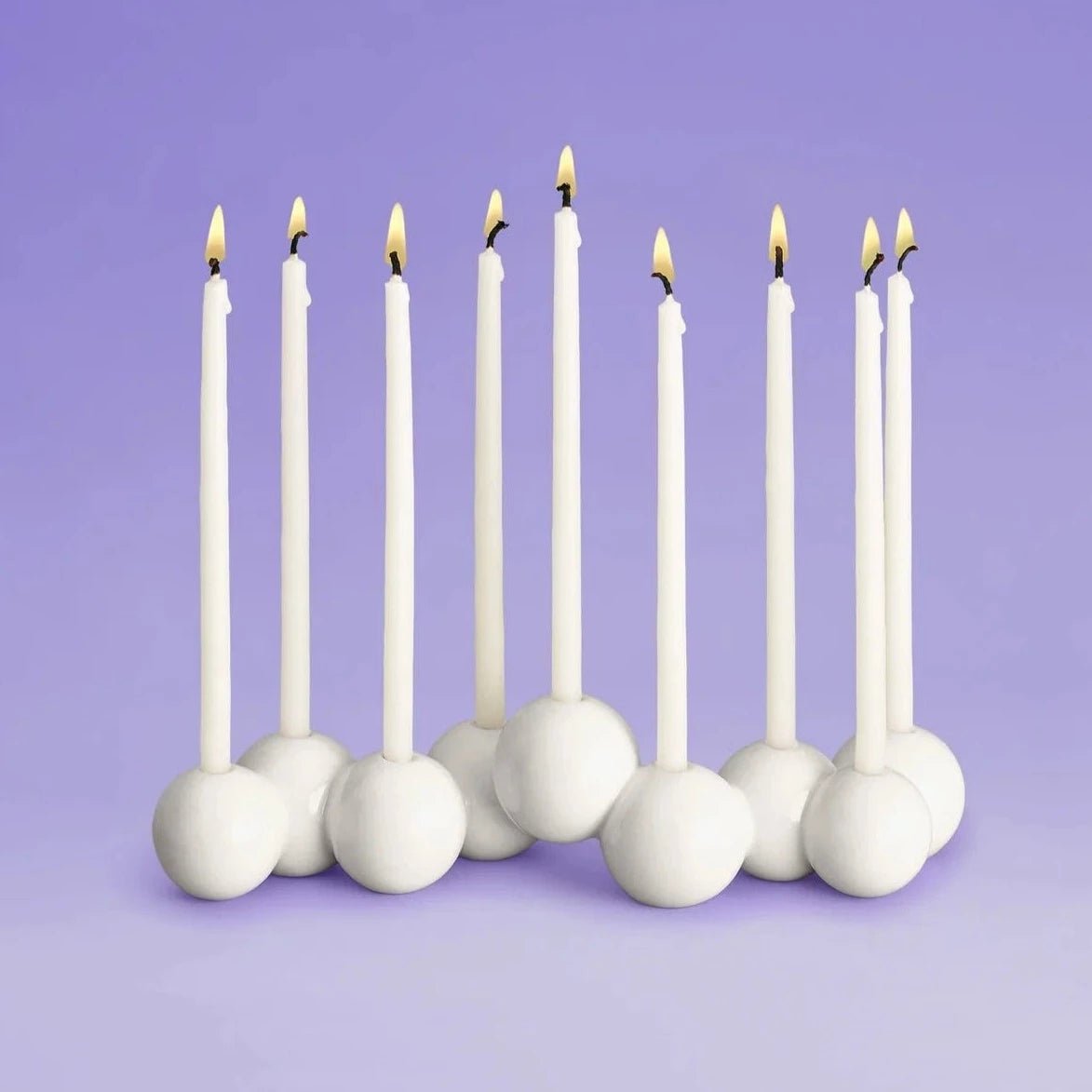 White Glossy Ceramic Bubble Menorah