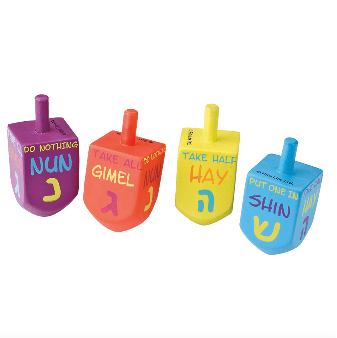 Four Hanukkah Wooden Dreidels
