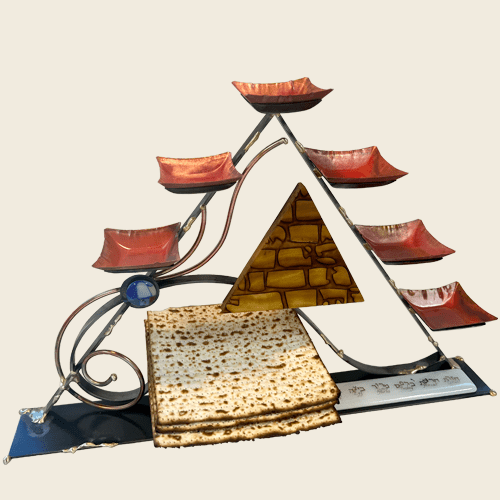 Pyramid Matzah Tray and Seder Plate Combo by Gary Rosenthal