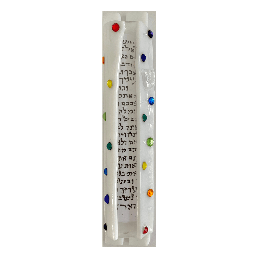 Glass Rainbow Swarovski Crystals Mezuzah by Sandi Katz