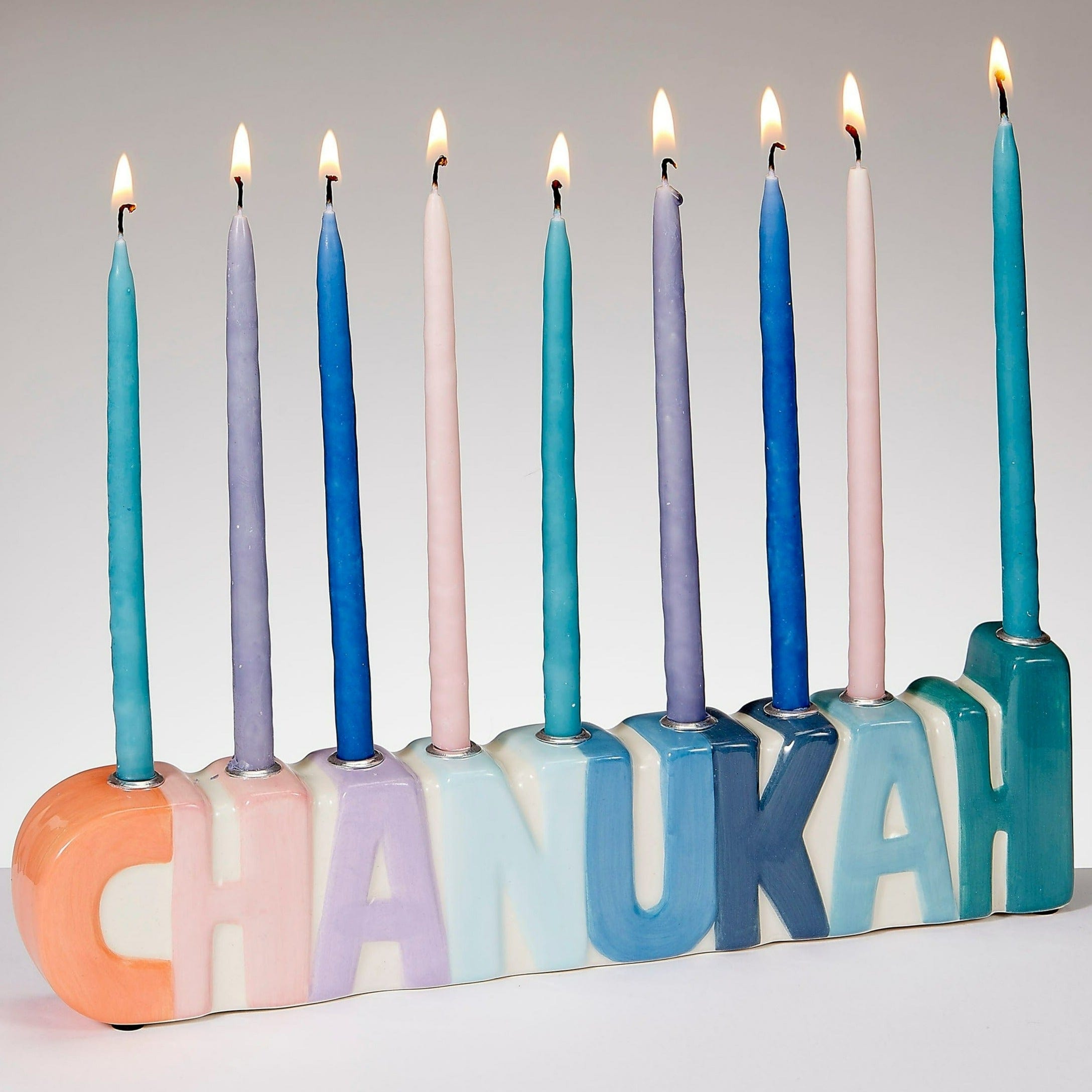 Pastel Chanukah Ceramic Menorah