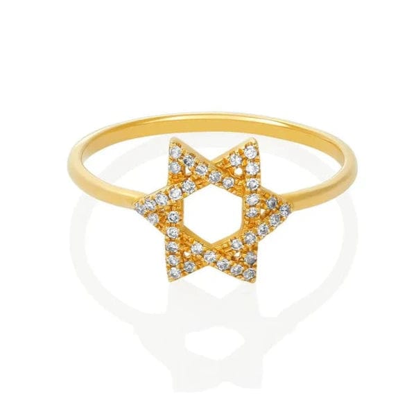 Star of David Diamond Ring - 14k Yellow, White or Rose Gold