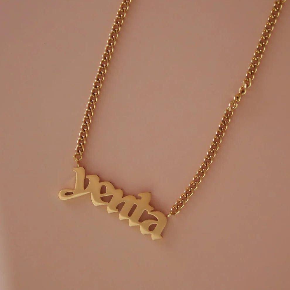 Yenta Blackletter Necklace - Gold