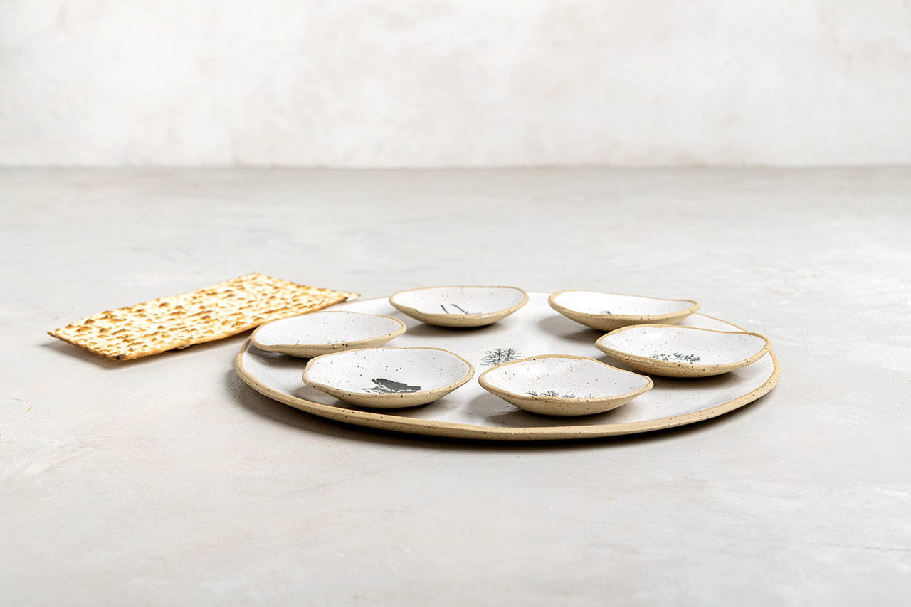 Trees of Israel Seder Plate - White