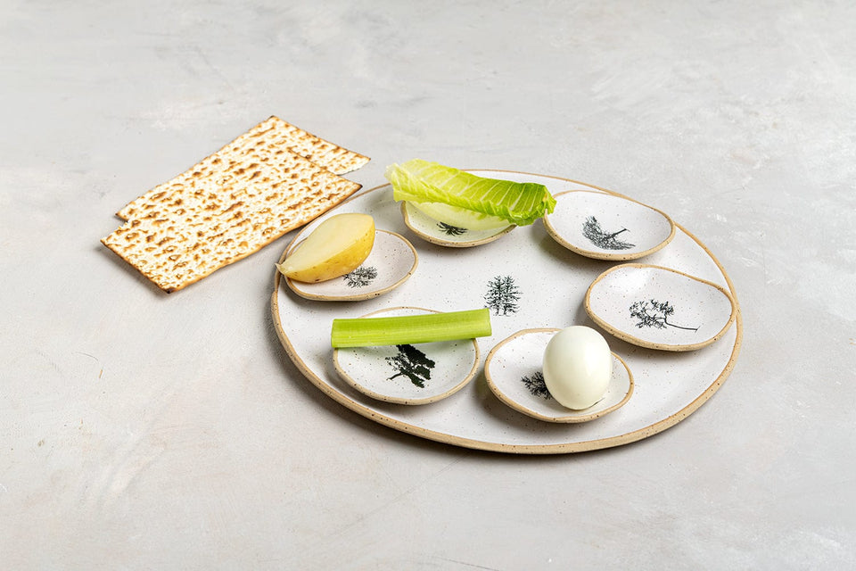 Trees of Israel Seder Plate - White