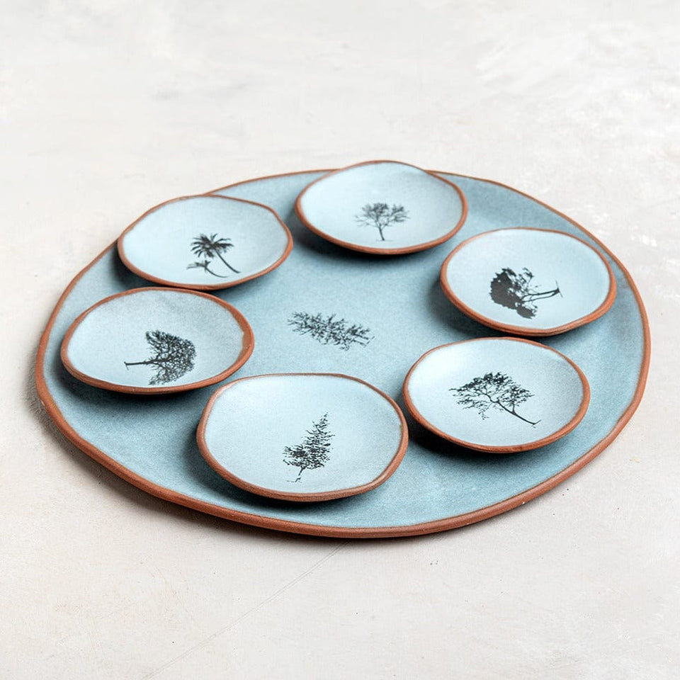 Trees of Israel Seder Plate - Blue