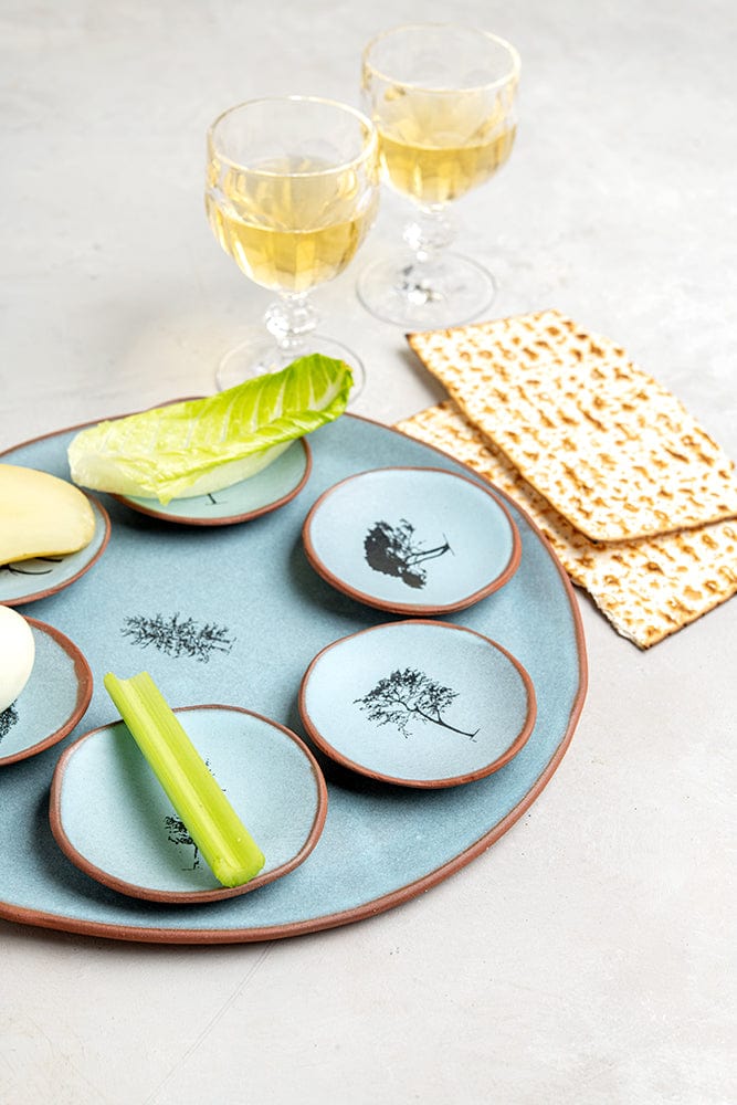 Trees of Israel Seder Plate - Blue