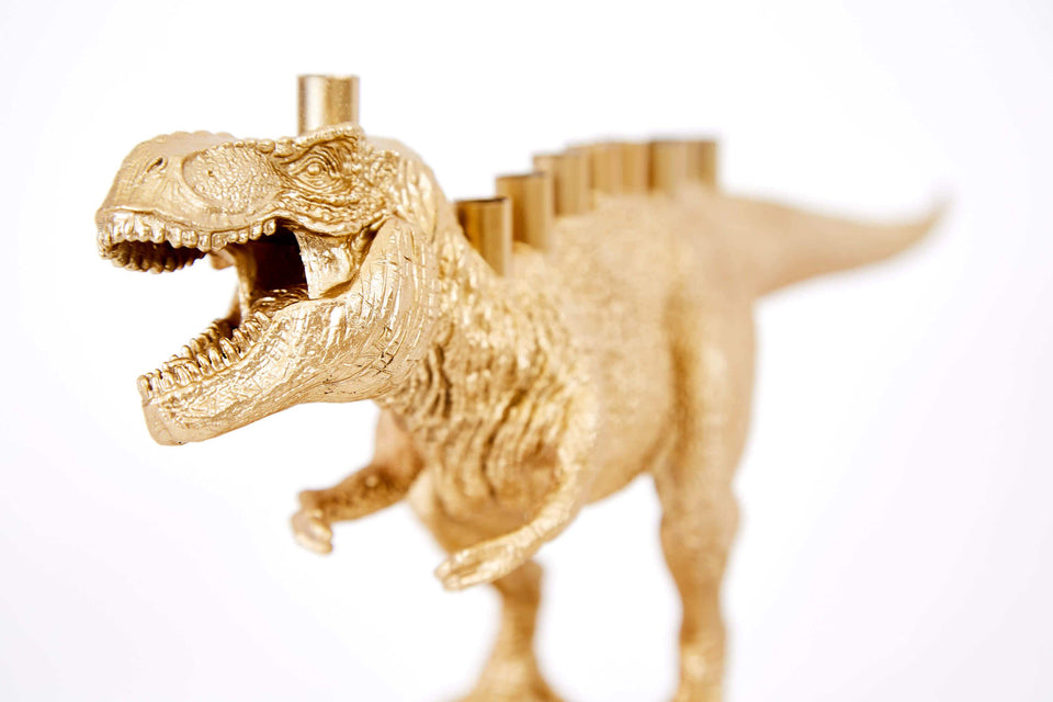 Gold T-Rex Dinosaur Menorah