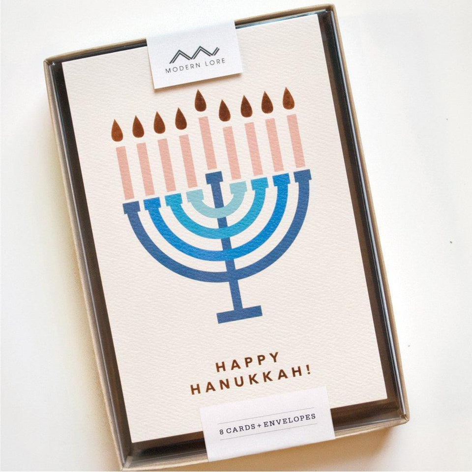Happy Hanukkah Menorah Cards - Set of 8