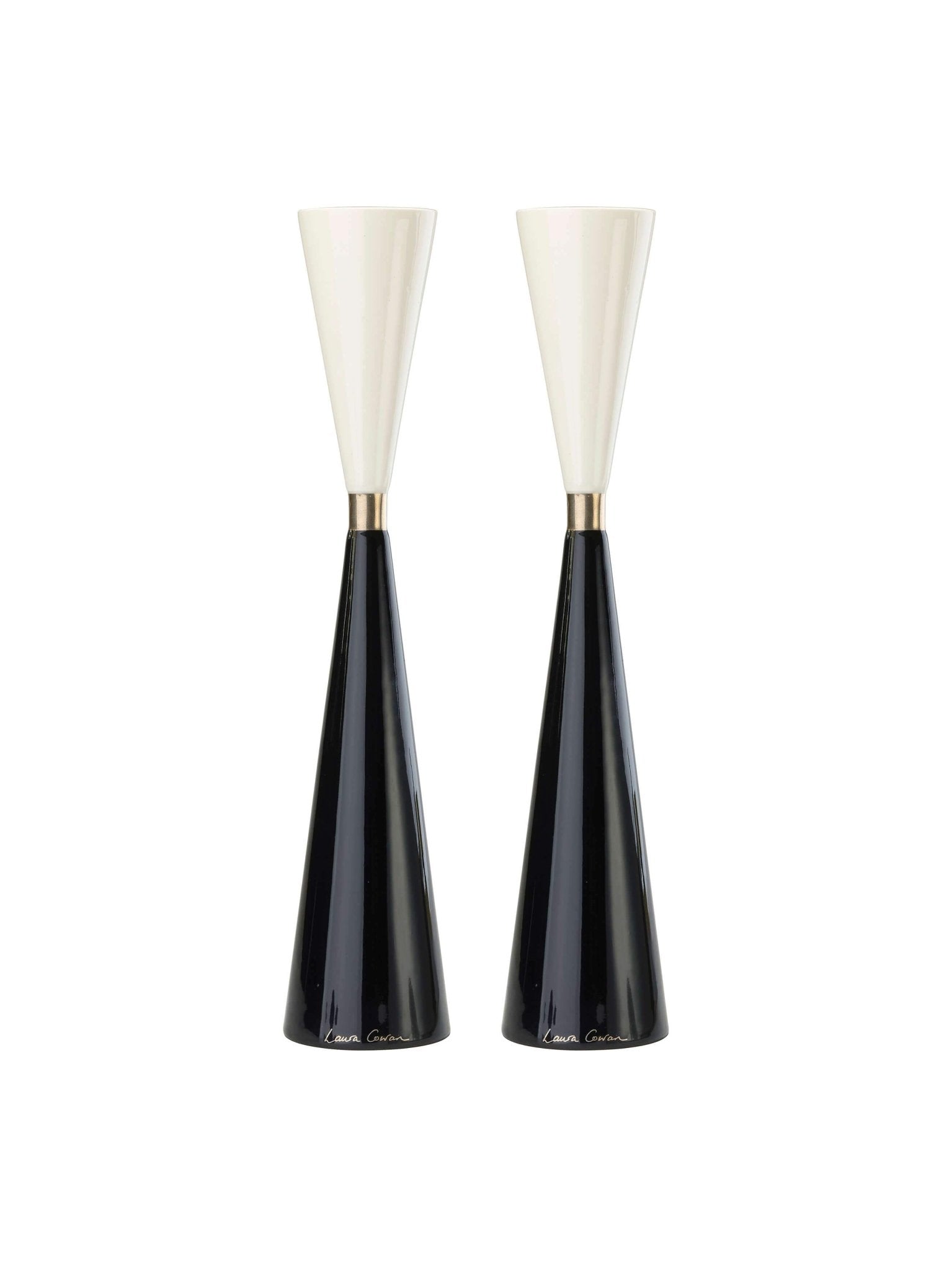 Night and Day Candlesticks - Platinum by Laura Cowan