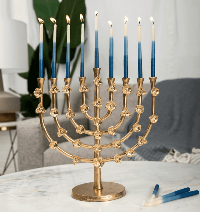 Gold Floral Lily Menorah