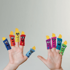 Hanukkah Candle Finger Puppets - Set of 9