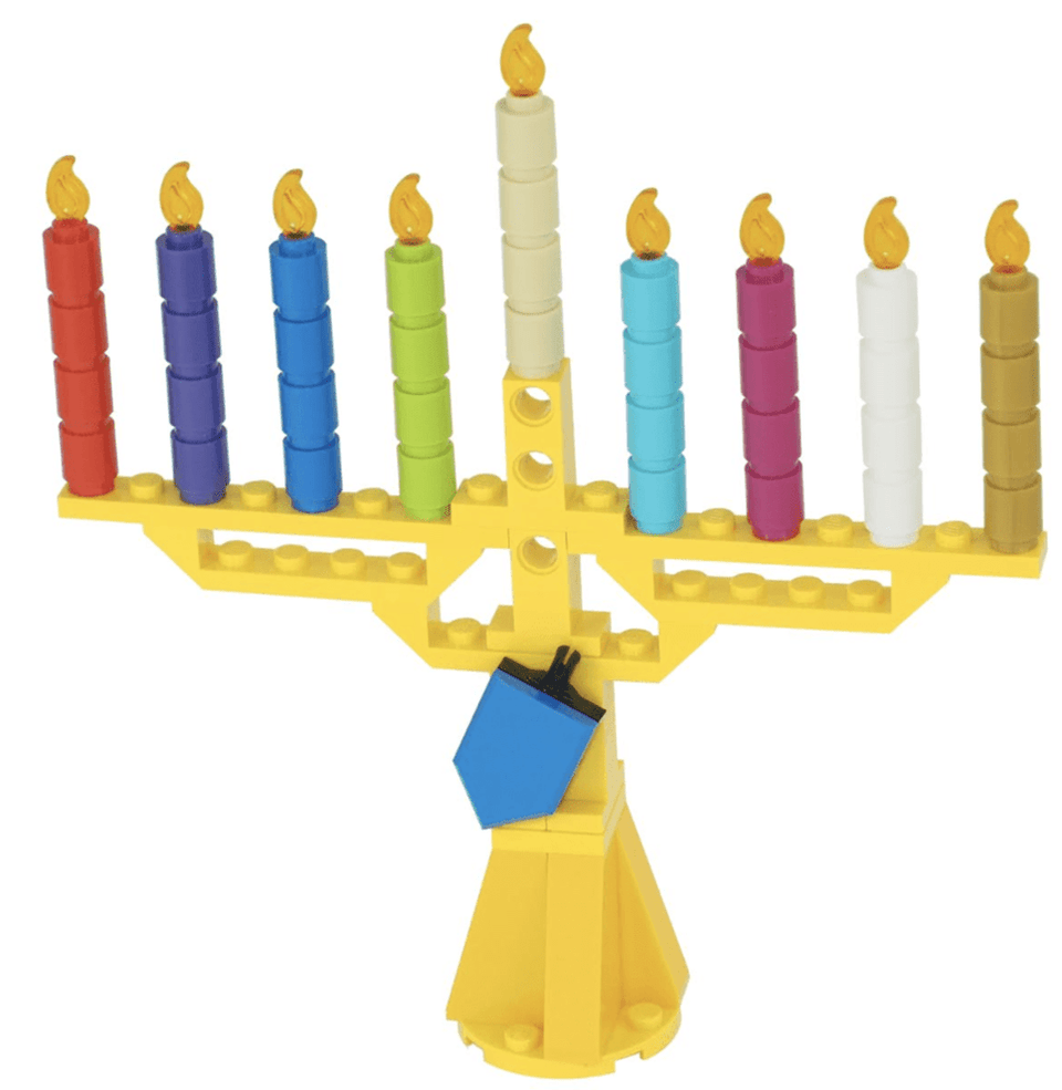 Multicolor Menorah Made with LEGO® Bricks