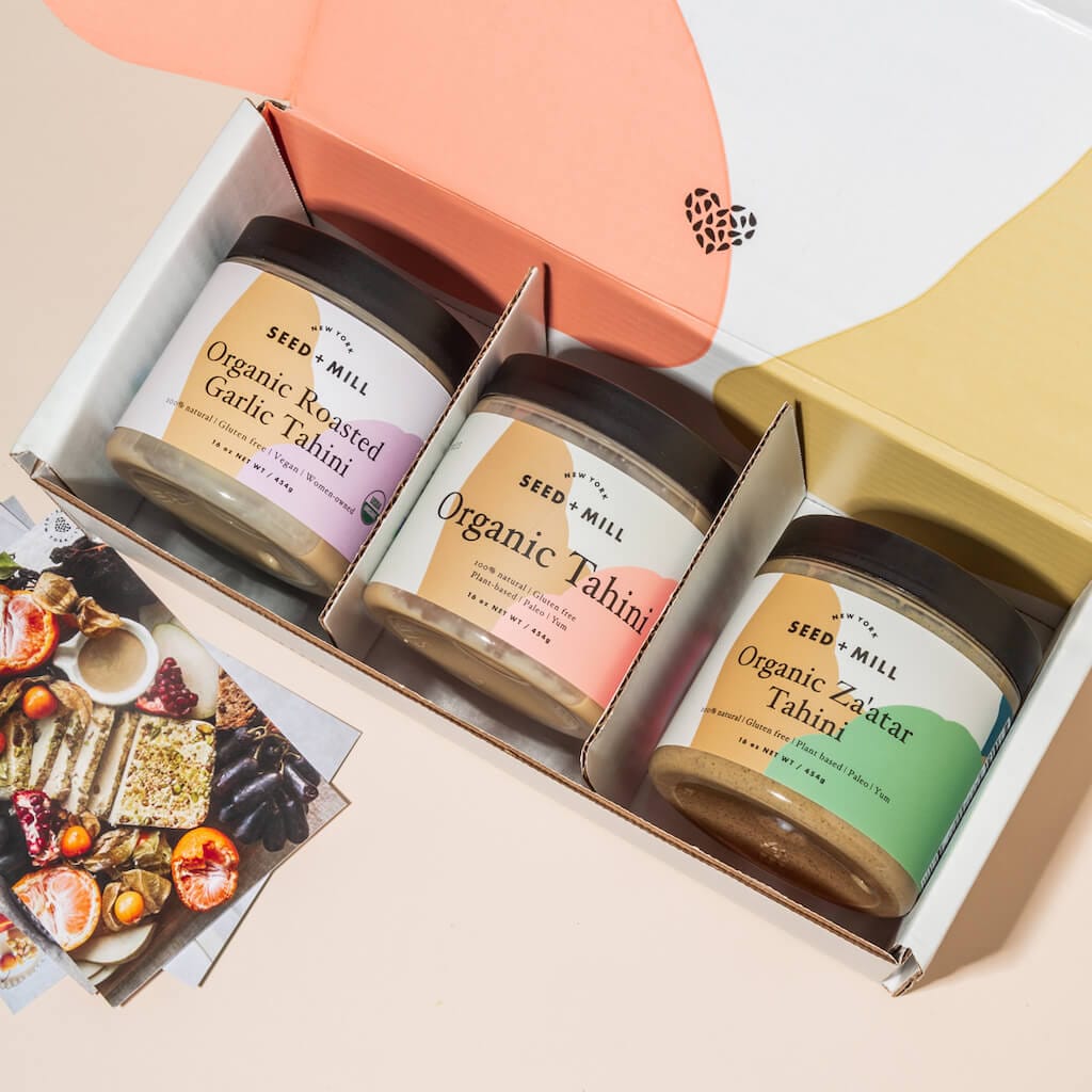 Seed + Mill Tahini Taster Set - Organic Classic, Za'atar and Garlic