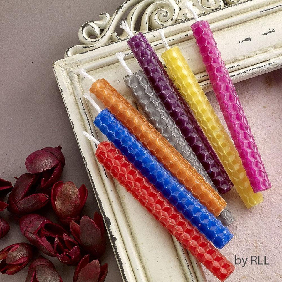 Multicolored Beeswax Hanukkah Candles