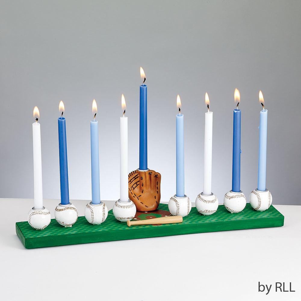 Hand-Painted Baseball Menorah