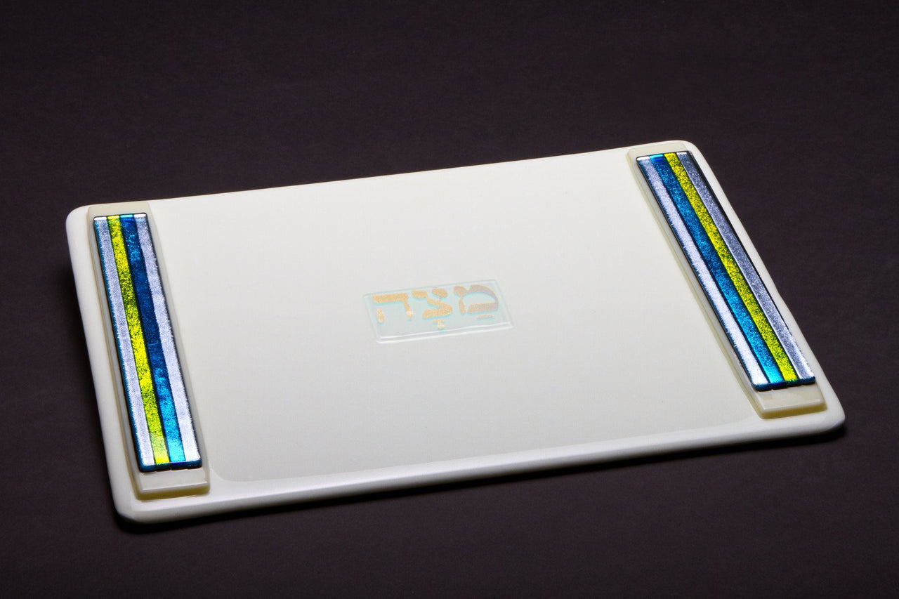 Cream Glass Challah Tray by Daryl Cohen