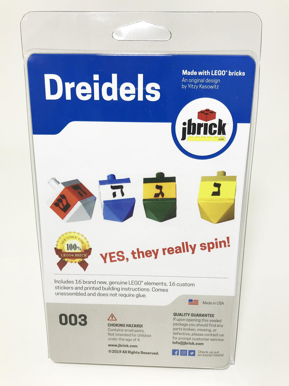 Custom Dreidels (set of 4) Made with LEGO® Bricks