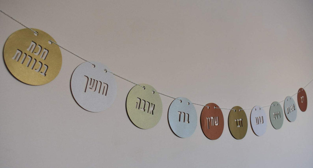 Passover 10 Plagues Hebrew Words Garland