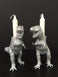 Dinosaur Shabbat Candlesticks in Silver