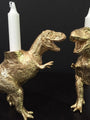 Dinosaur Shabbat Candlesticks in Gold