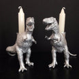 Dinosaur Shabbat Candlesticks in Silver