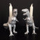 Dinosaur Shabbat Candlesticks in Silver