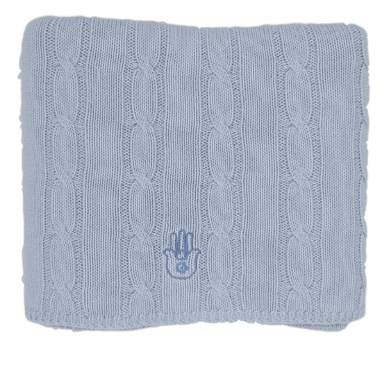 Cable Hamsa Blanket - Blue or Pink